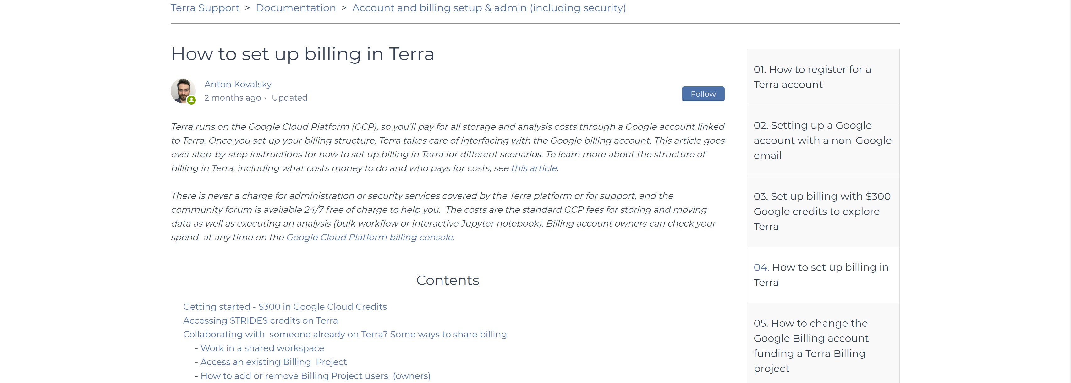 Terra Registration - Linking GCP Credits to the Terra Platform