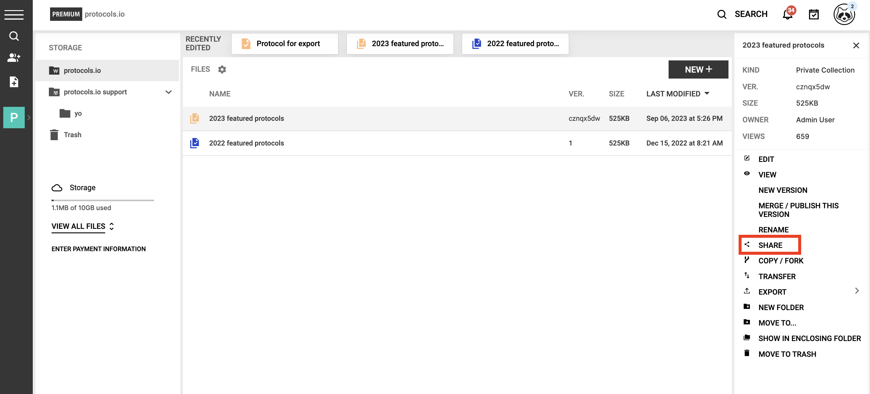 Share private protocols