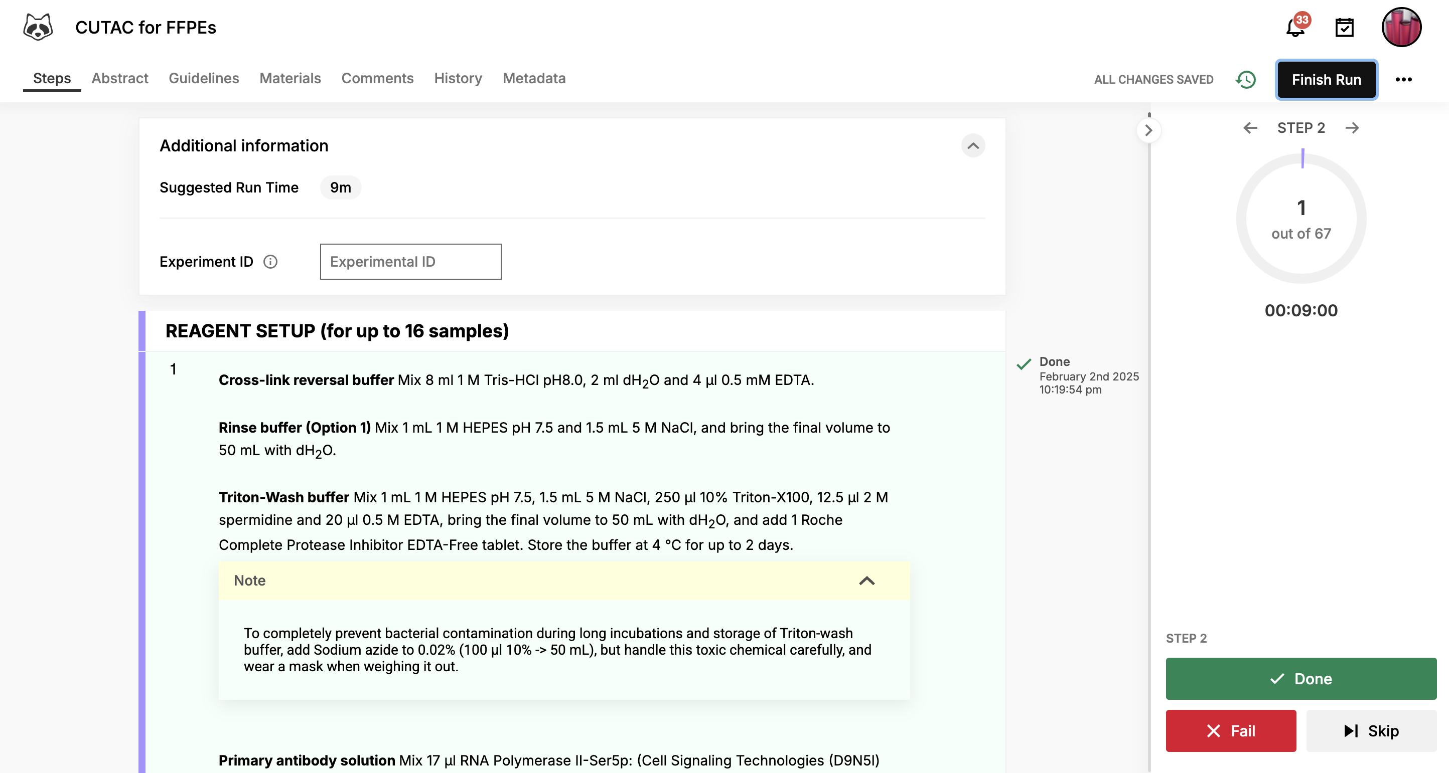 Run protocols as checklists