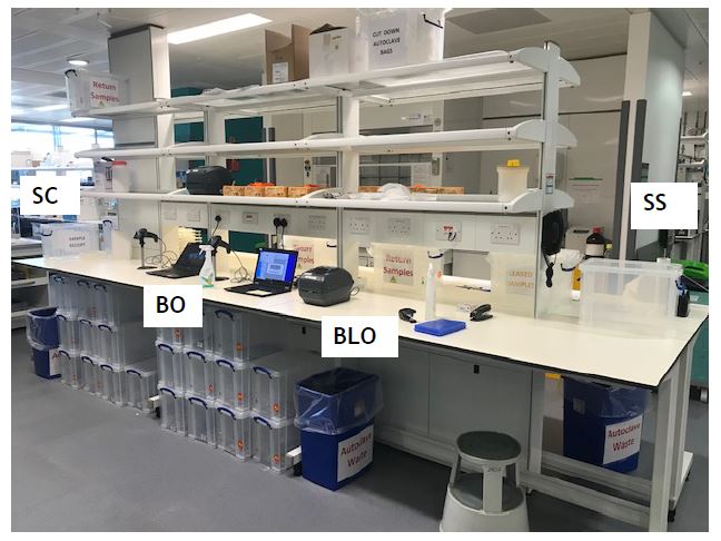Sample reception, unpacking and barcoding